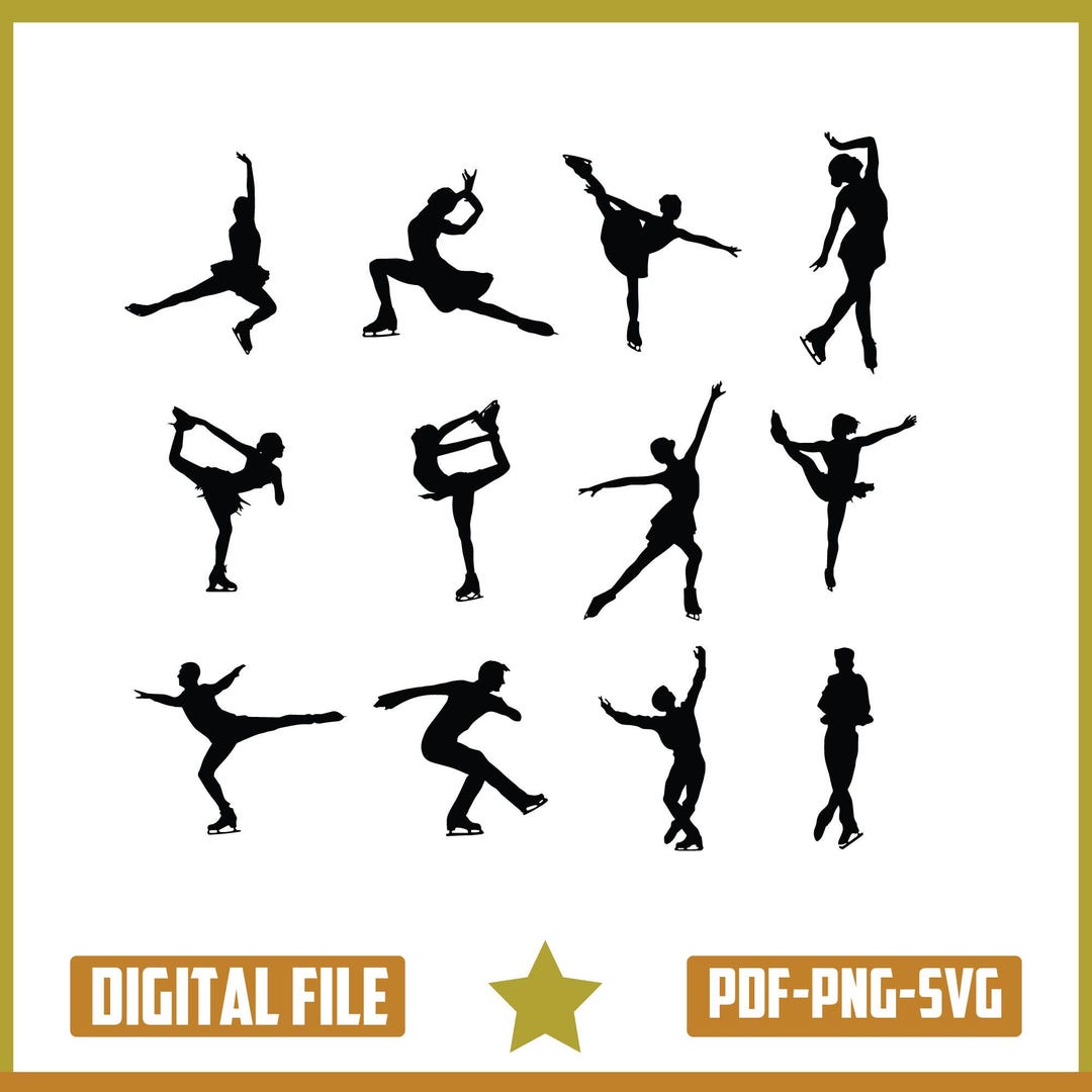 Ice Skating Silhouette SVG PNG Bundle | Figure Skater Clipart | Winter ...
