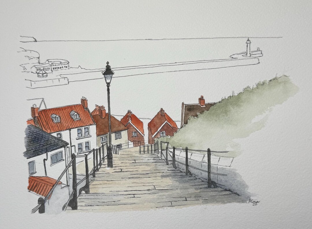 Whitby Watercolour Painting - Yorkshire Art - Etsy
