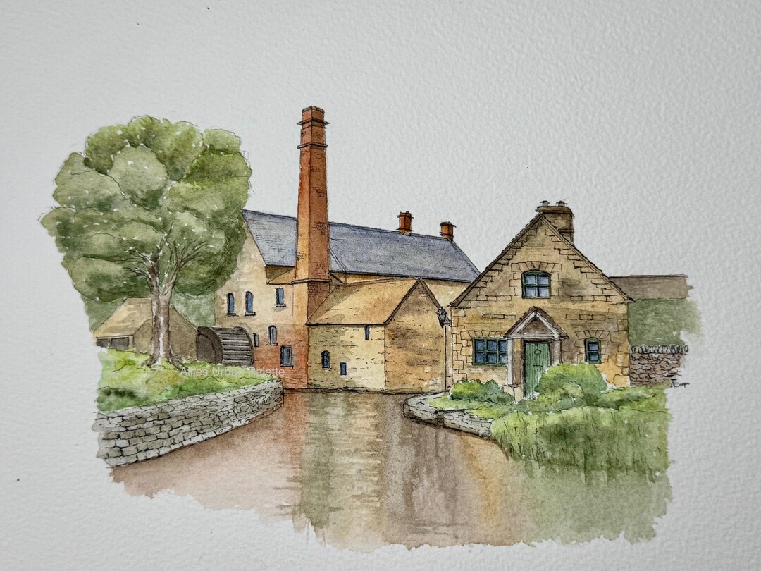 Lower Slaughter Watercolour Painting - Cotswolds Art - Etsy