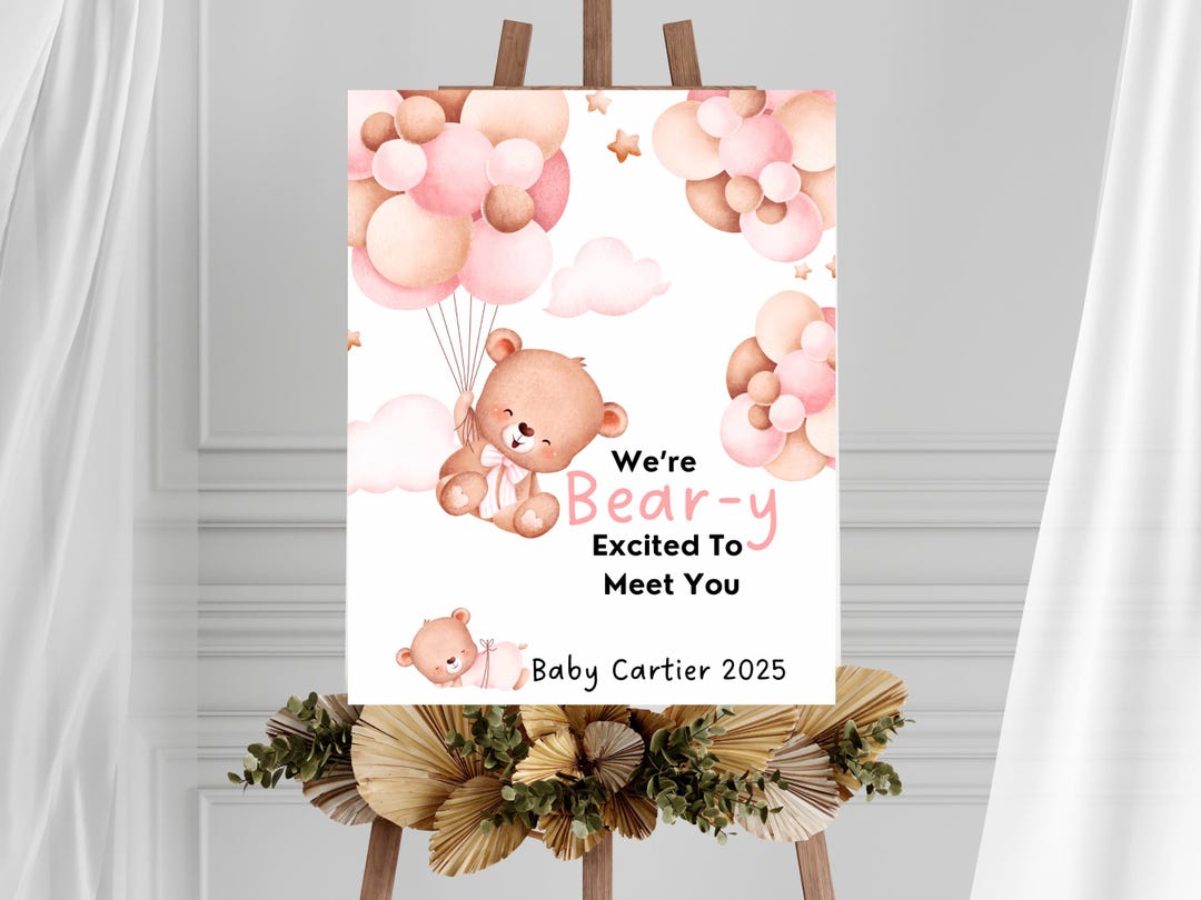 Cartier Baby Shower Welcome Sign, We Can Bearly Wait Baby Shower Poster ...