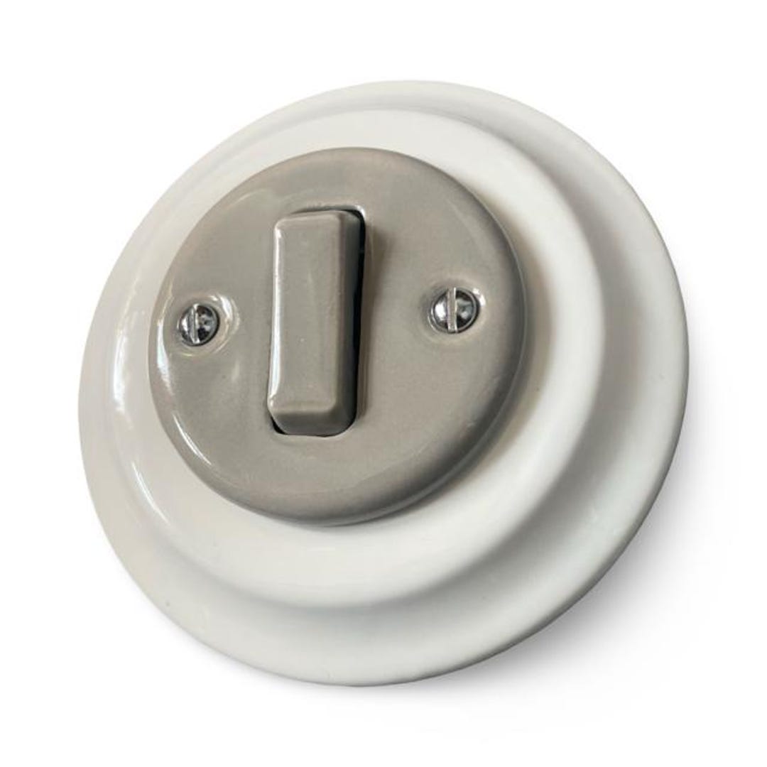 Vintage Grey & White Porcelain Flush Mount Light Switch - Etsy