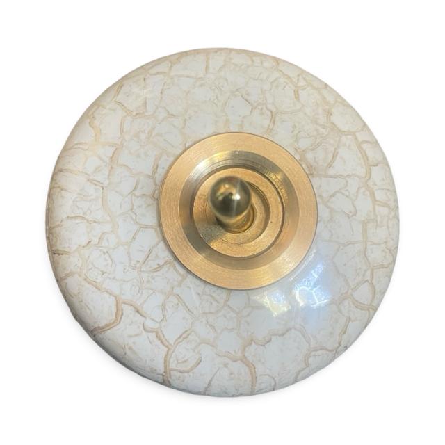 Cream Marble Porcelain Light Switch: Brass Dolly Toggle, Retro Surface ...