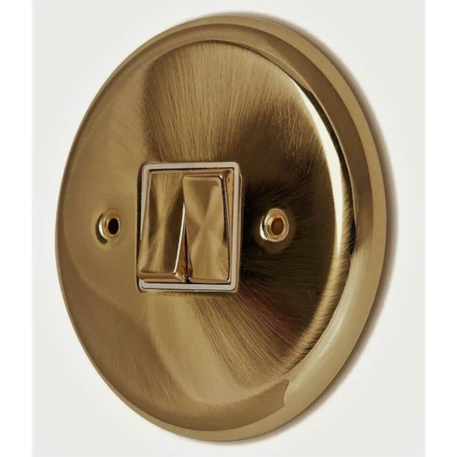 Brushed Antique Brass Round Light Switch: Vintage Designer Style - Etsy