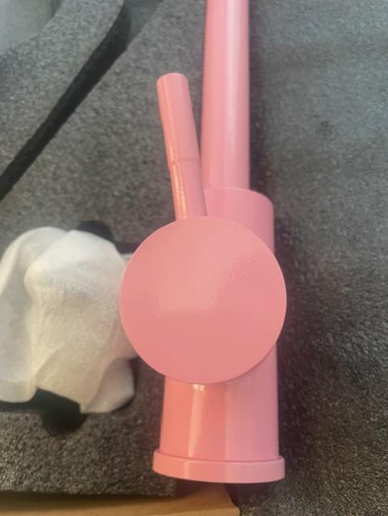 Brass Bathrooms Miami Pink Kitchen Mixer Tap Faucet Tall Baby Pink Matt ...