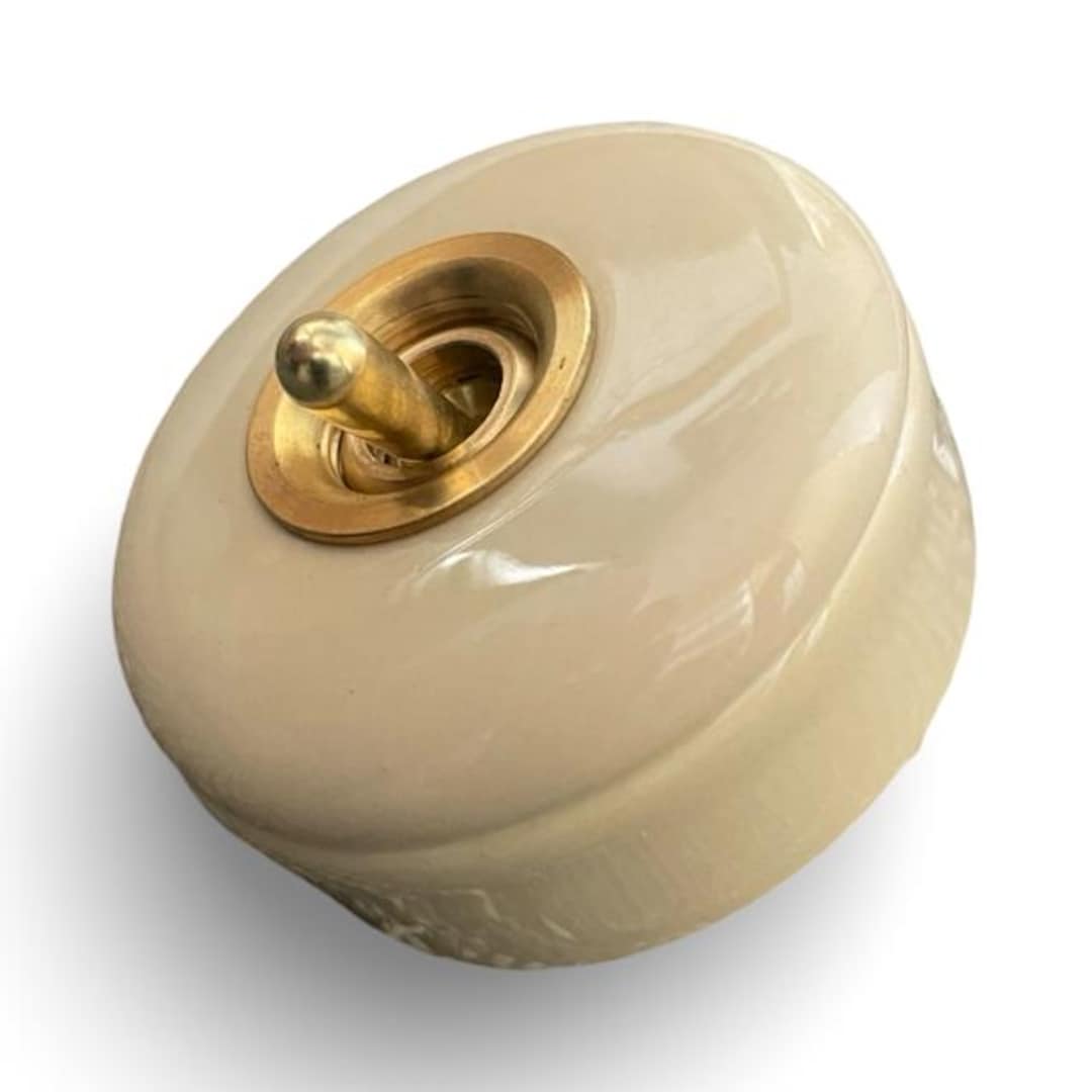 Retro Cream Porcelain Brass Toggle Light Switch - 60mm - Etsy