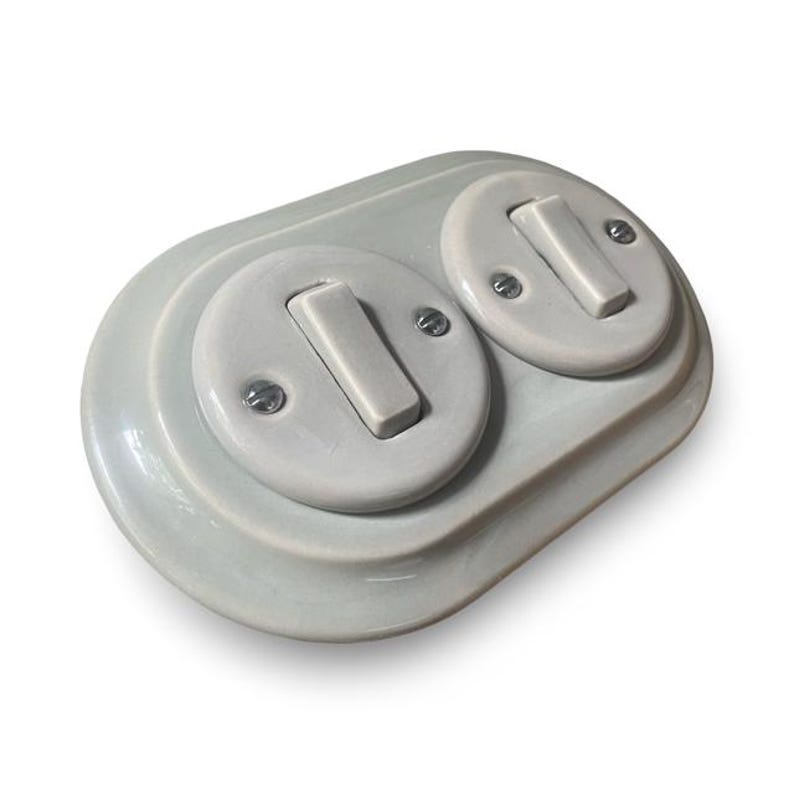 Miami Grey Polished Porcelain Flush Mounted Double 2 Gang Ceramic Light ...