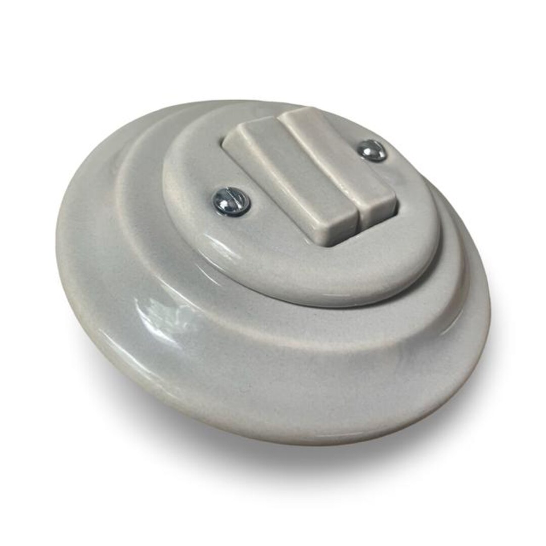 Miami Grey Polished Porcelain Flush Mounted 2 Gang Ceramic Light Switch ...