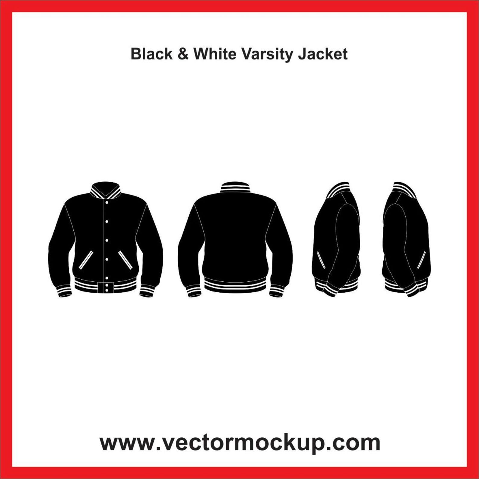 Varsity Jacket Mockup & Template – 4 Views, 1 Style | Editable Vector ...