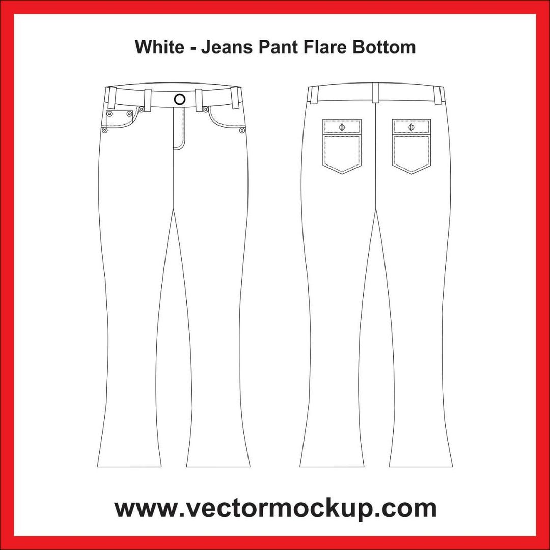 Flare-bottom Jeans Mockup: Printable Apparel Design Template (PDF ...