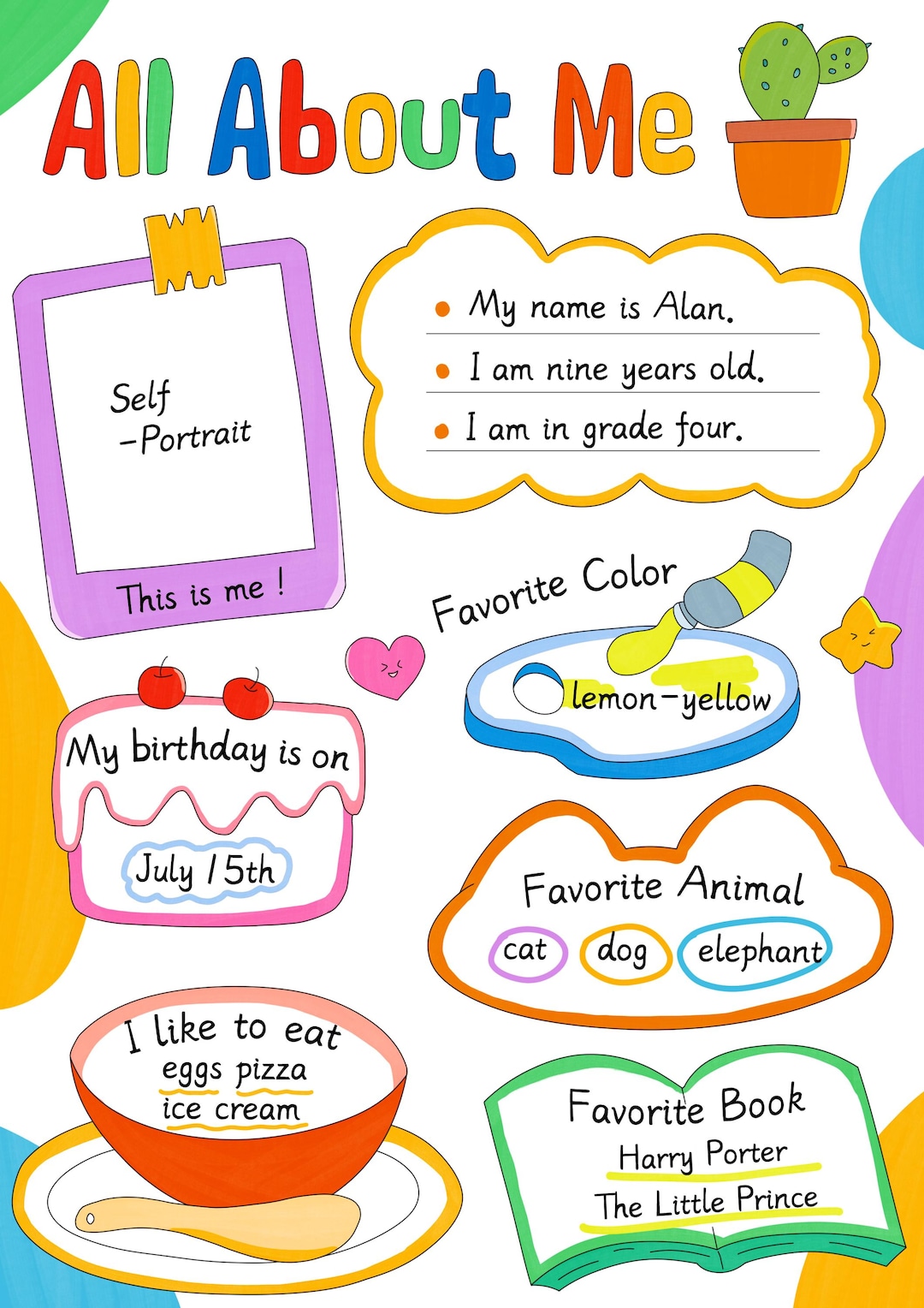 ALL ABOUT ME — Printable Poster Template – A Tool for Kids' Mental ...