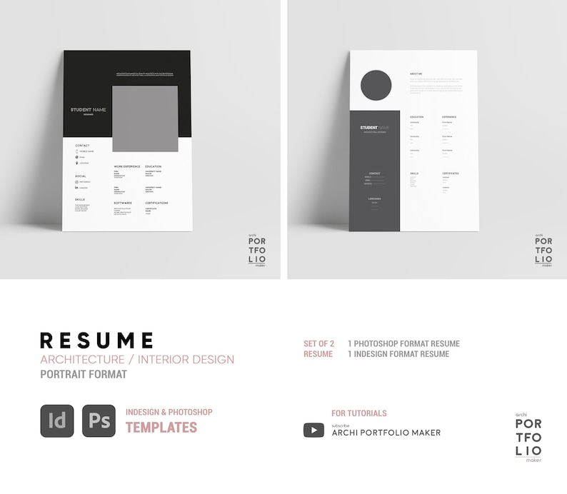 Portrait Resume Templates - Etsy