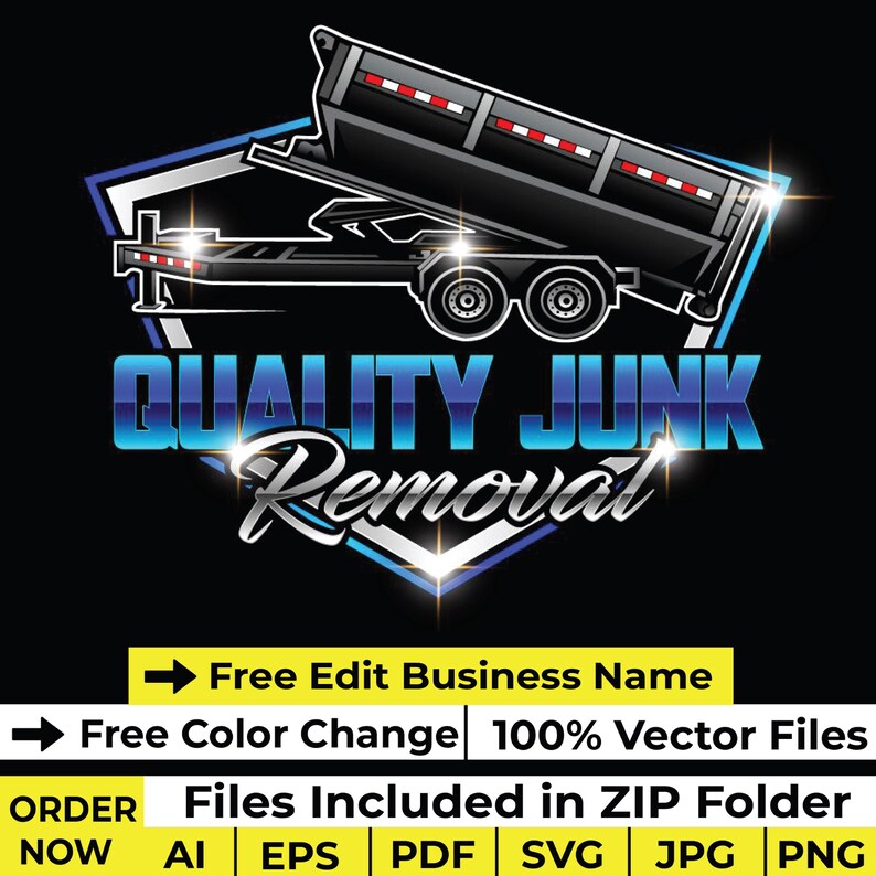 Junk Removal Logo Pull Dump Bumper Dumpster Trailer Rental Trash ...