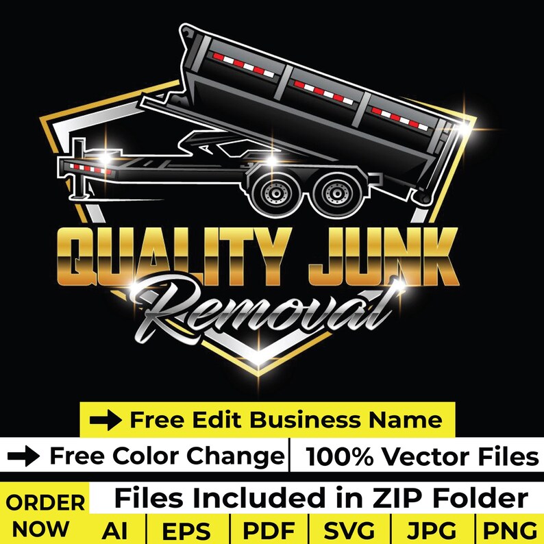 Junk Removal Logo Pull Dump Bumper Dumpster Trailer Rental Trash ...