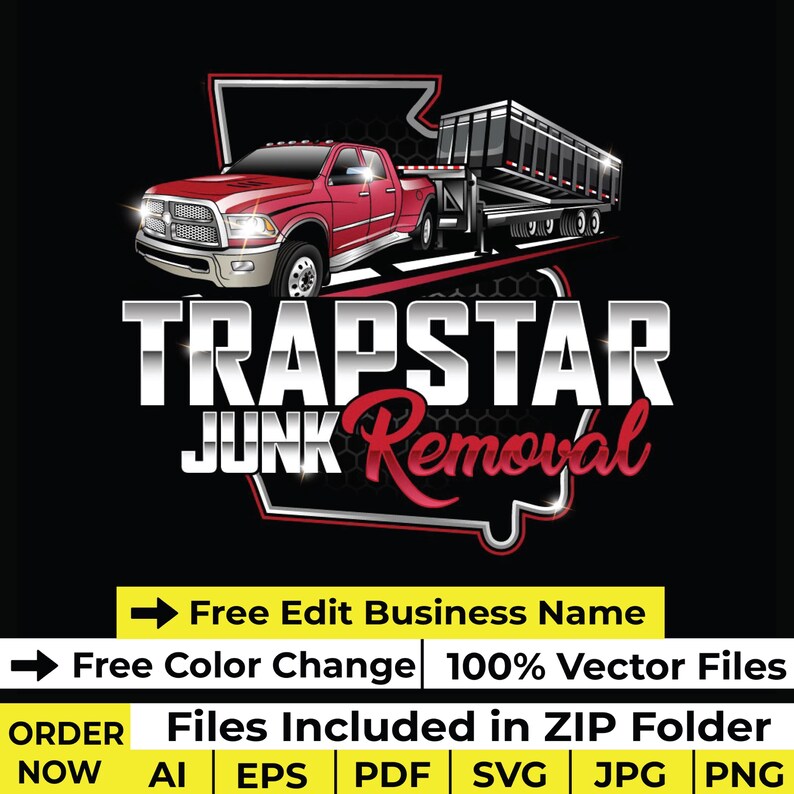 Junk Removal Logo Pull Dump Bumper Dumpster Trailer Rental Trash ...
