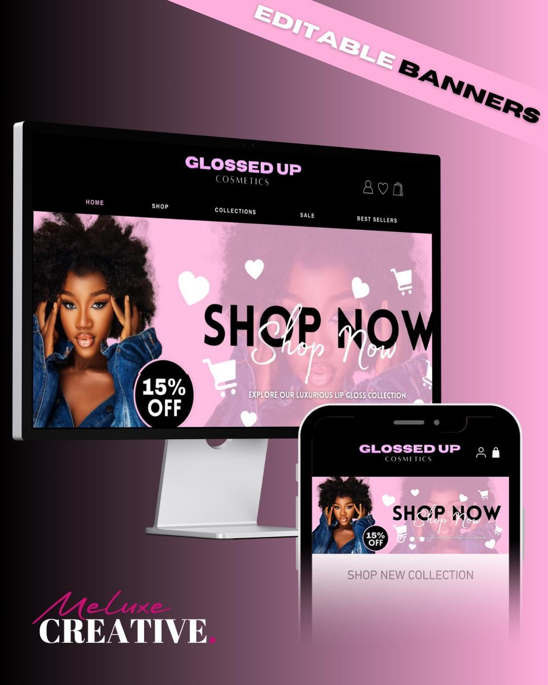 Editable Website Banners: Shopify & Wix Templates (instant Download) - Etsy