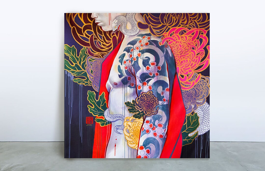 Original Painting | Tattoos Irezumi Yakuza Kabuki Floral Kiku Benten ...