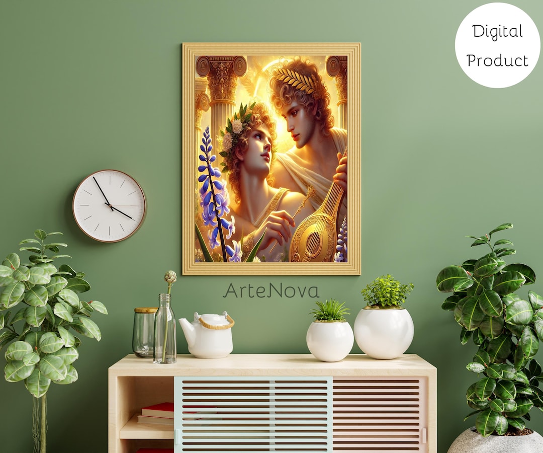 Mythological Lovers Digital Art | Apollo & Hyacinthus Wall Art | Greek ...