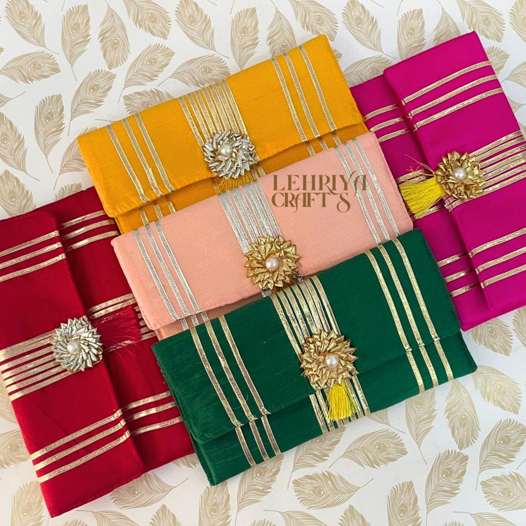 Gota Work Silk Fabric Clutch Envelopes Shagun Envelopes Cash Envelopes ...