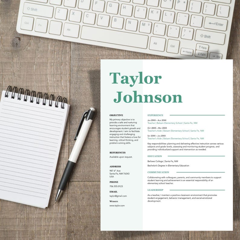 Teacher Resume Template for Google Docs: Education Cover Letter Format ...