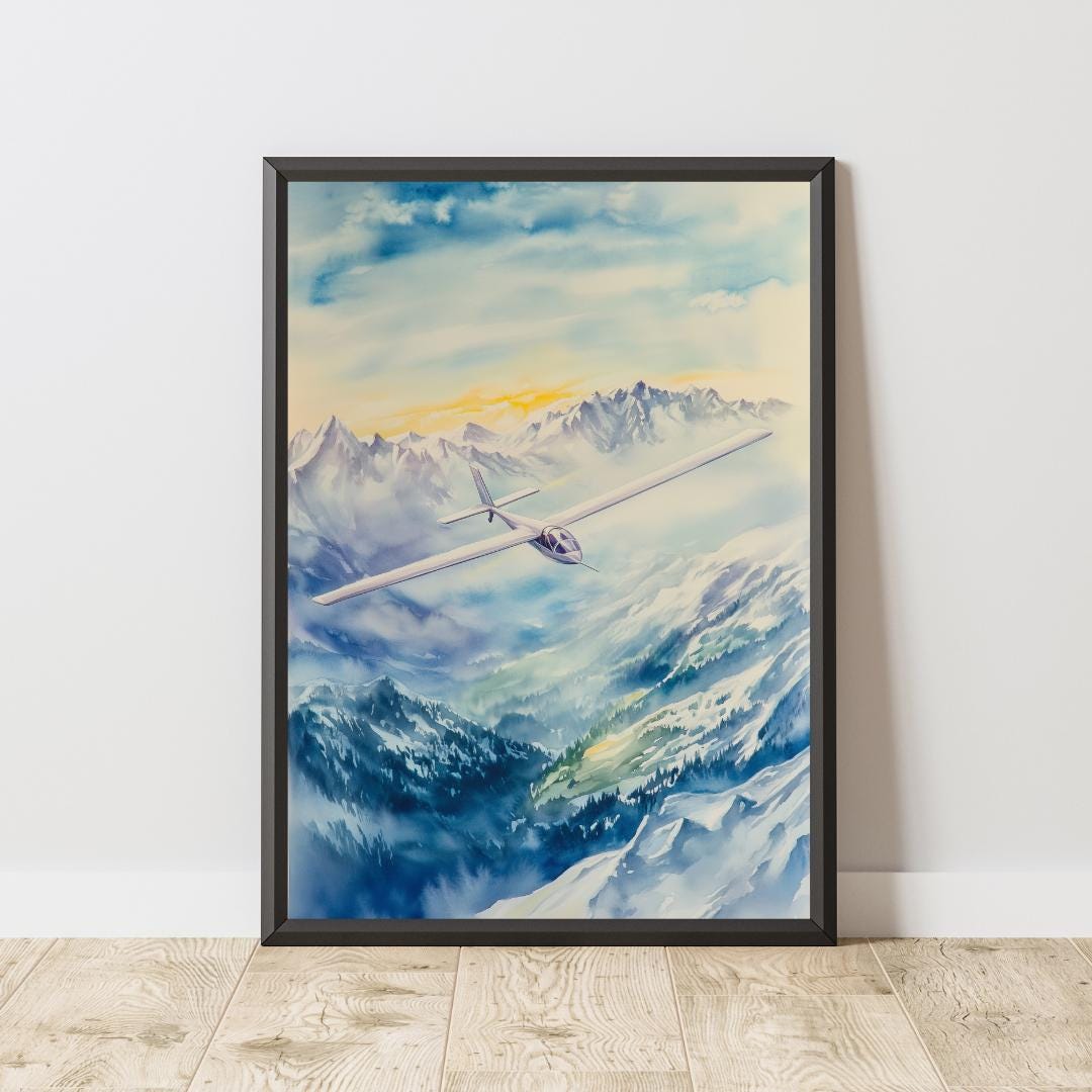 Ultralight Glider - Digital Download, Soaring Over Alpine Peaks Wall ...