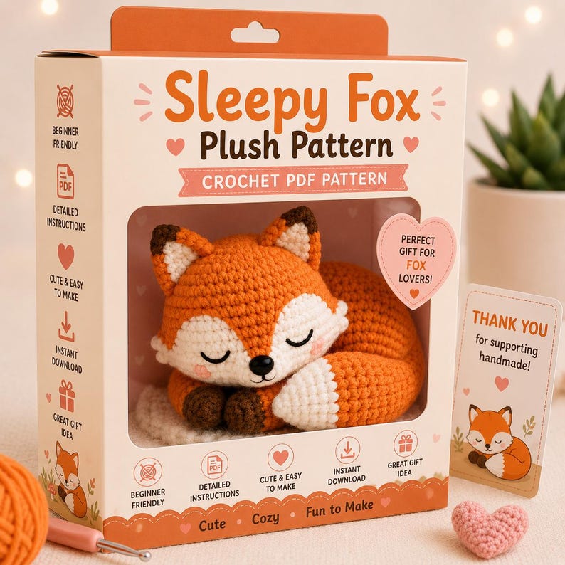 Sleepy Fox Crochet Plush Pattern, Beginner Friendly Amigurumi Tutorial ...