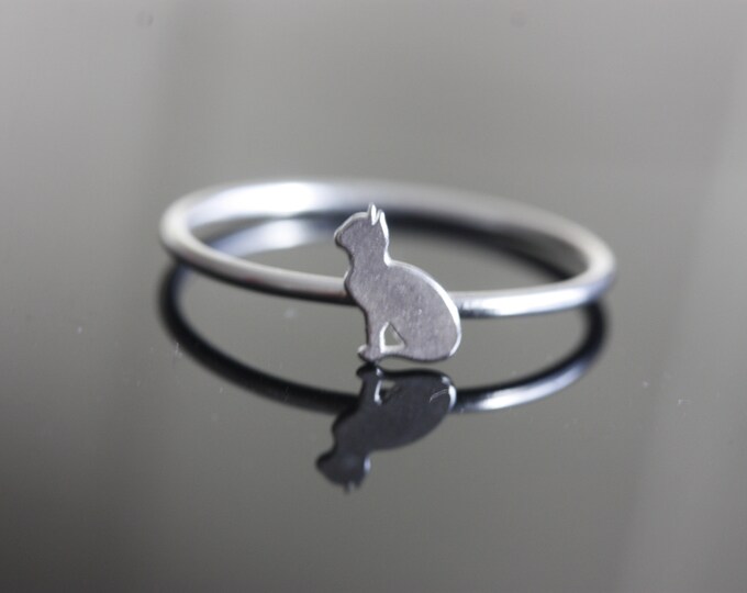 Sterling Silver Cat Ring - Etsy