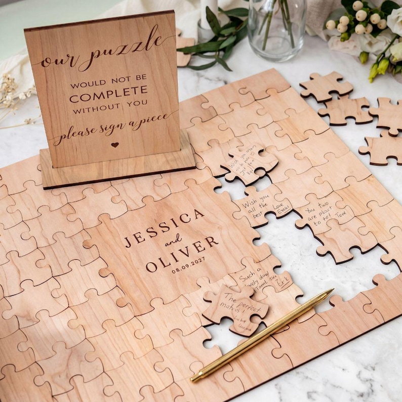 Personalized Wooden Puzzle Guest Book, Rustic Wedding Keepsake - Etsy ...
