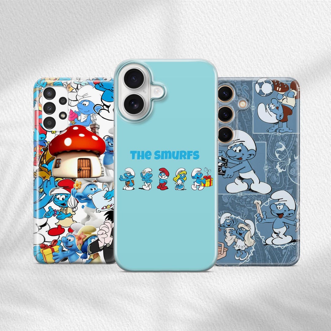 The Smurfs Cartoon Phone Case Featuring Papa Smurf, Smurfette & Clumsy ...