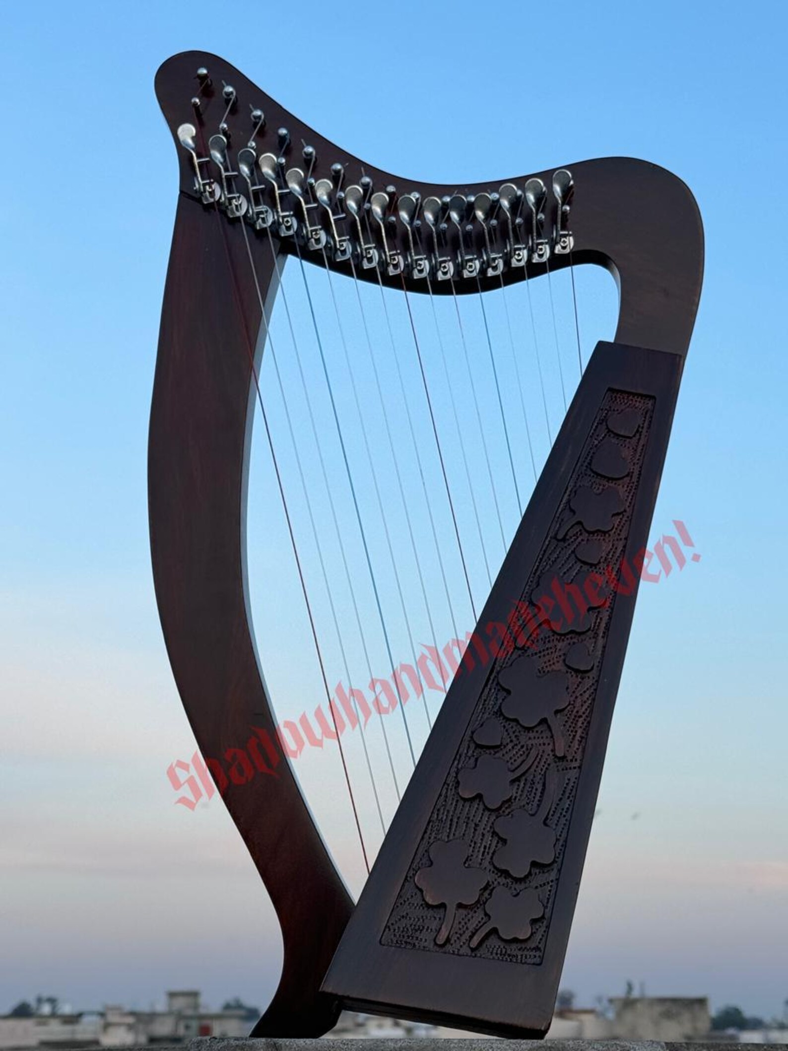 Handmade Rosewood Irish Lyre Harp: 15 Metal Strings, Carry Bag & Tuning ...
