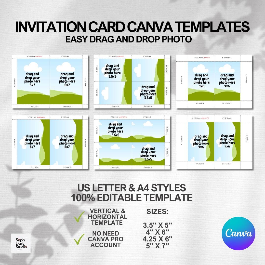 Invitation Card Canva Drag and Drop Template Mockup, Greeting Card ...