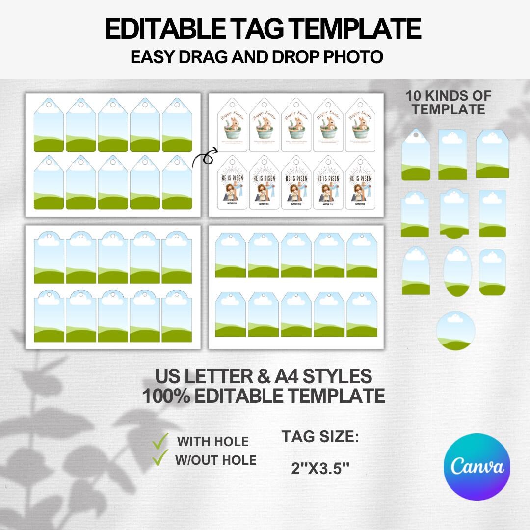 Editable Gift Tag Template, Drag & Drop Photo (instant Download) - Etsy