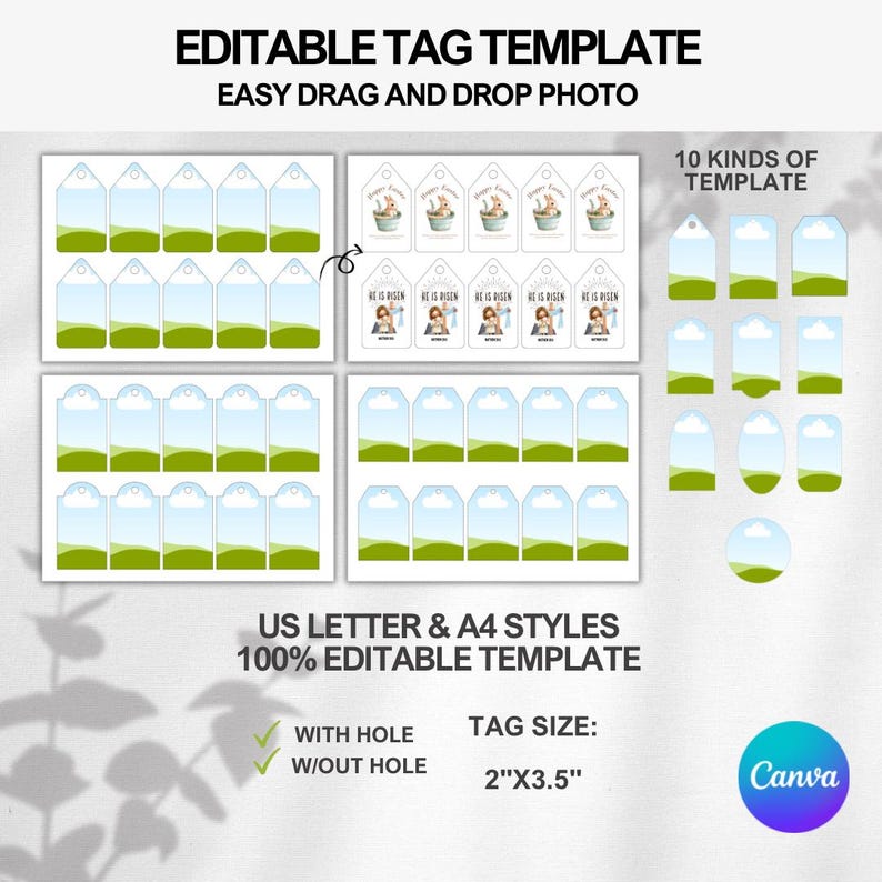 Editable Gift Tag Template, Drag & Drop Photo (instant Download) - Etsy ...