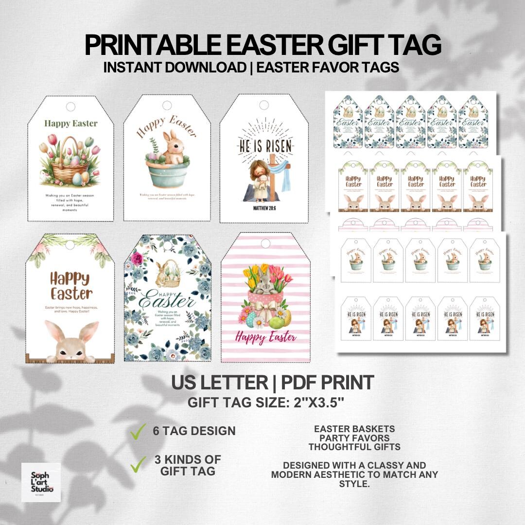 Printable Easter Gift Tags | Instant Download | Easter Favor Tags | DIY ...
