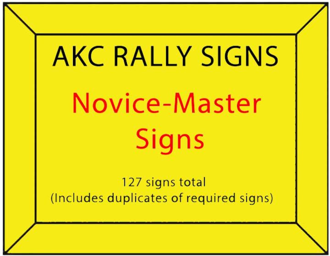 AKC Novice - Master Rally Signs + Description (on Reverse Side of Card ...
