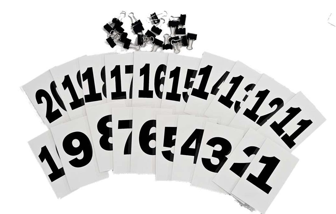 LAMINATED - 3" X 5" Station Number Cards for Rally Course - (1-20) With ...