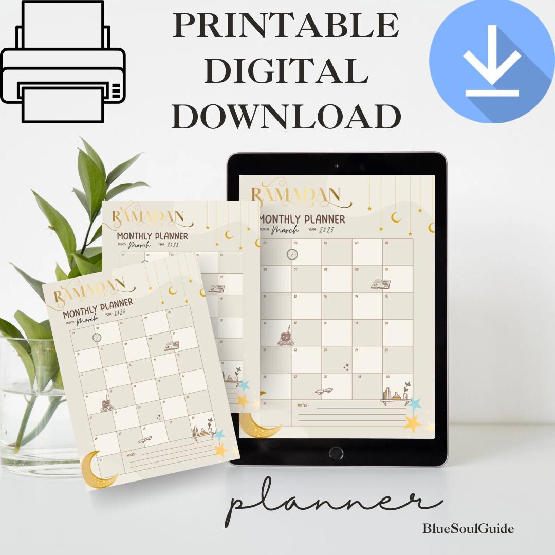 Ramadan Monthly Planner 2025 | Digital Ramadan Calendar | Islamic ...