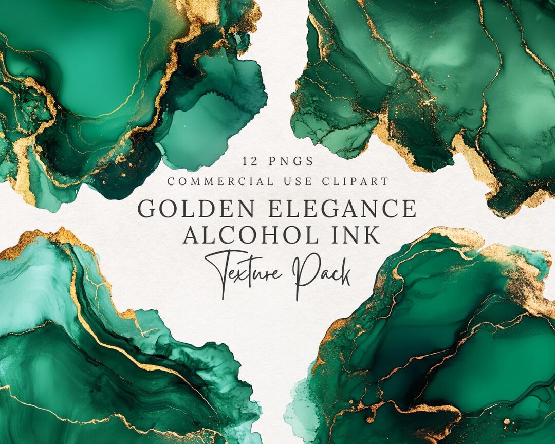 Golden Elegance Alcohol Ink Textures - Rich Jewel Tones, Gold Veining ...