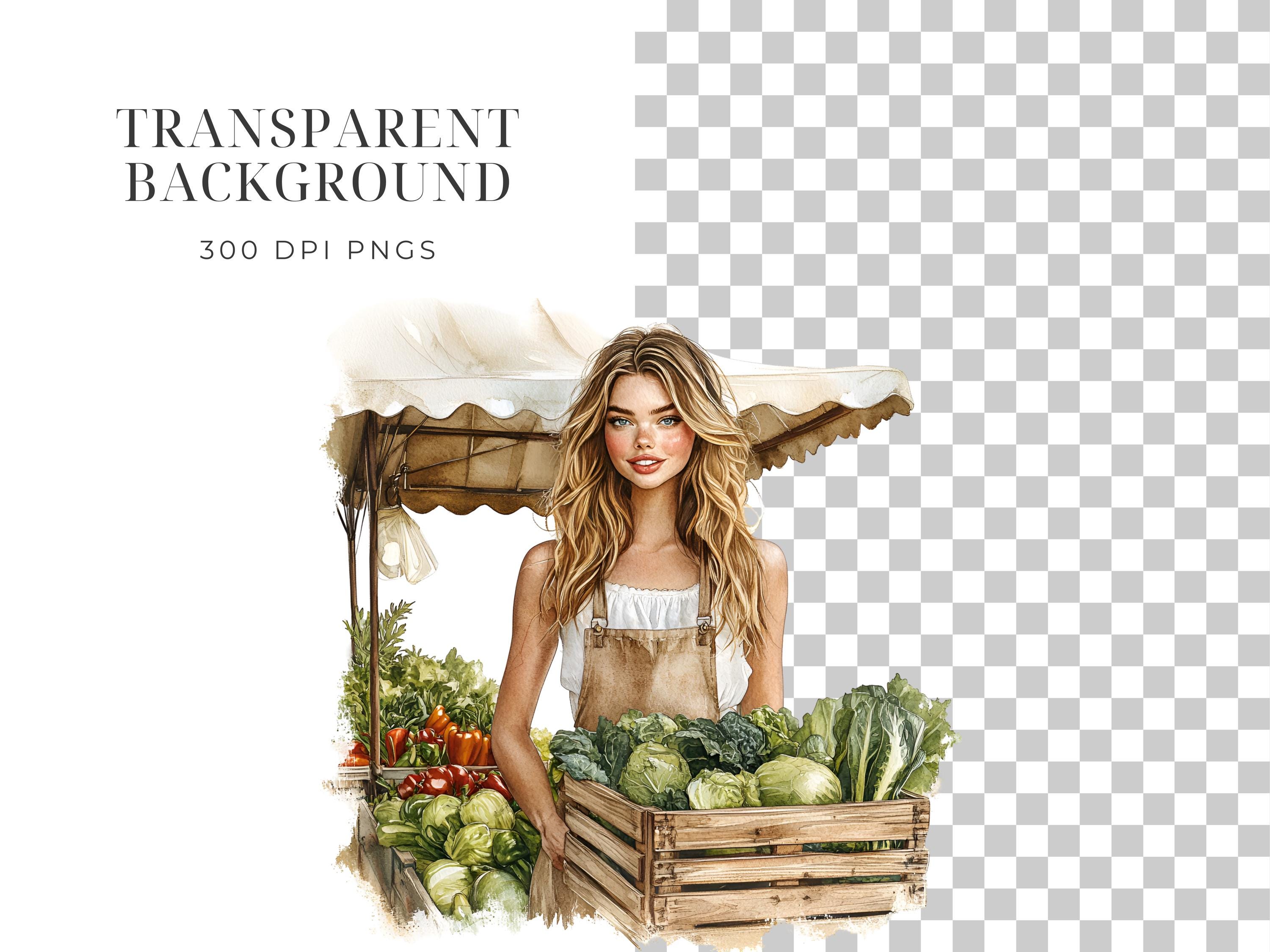 Watercolor Farmers Market Clipart, Rustic Floral Illustrations, Fresh ...