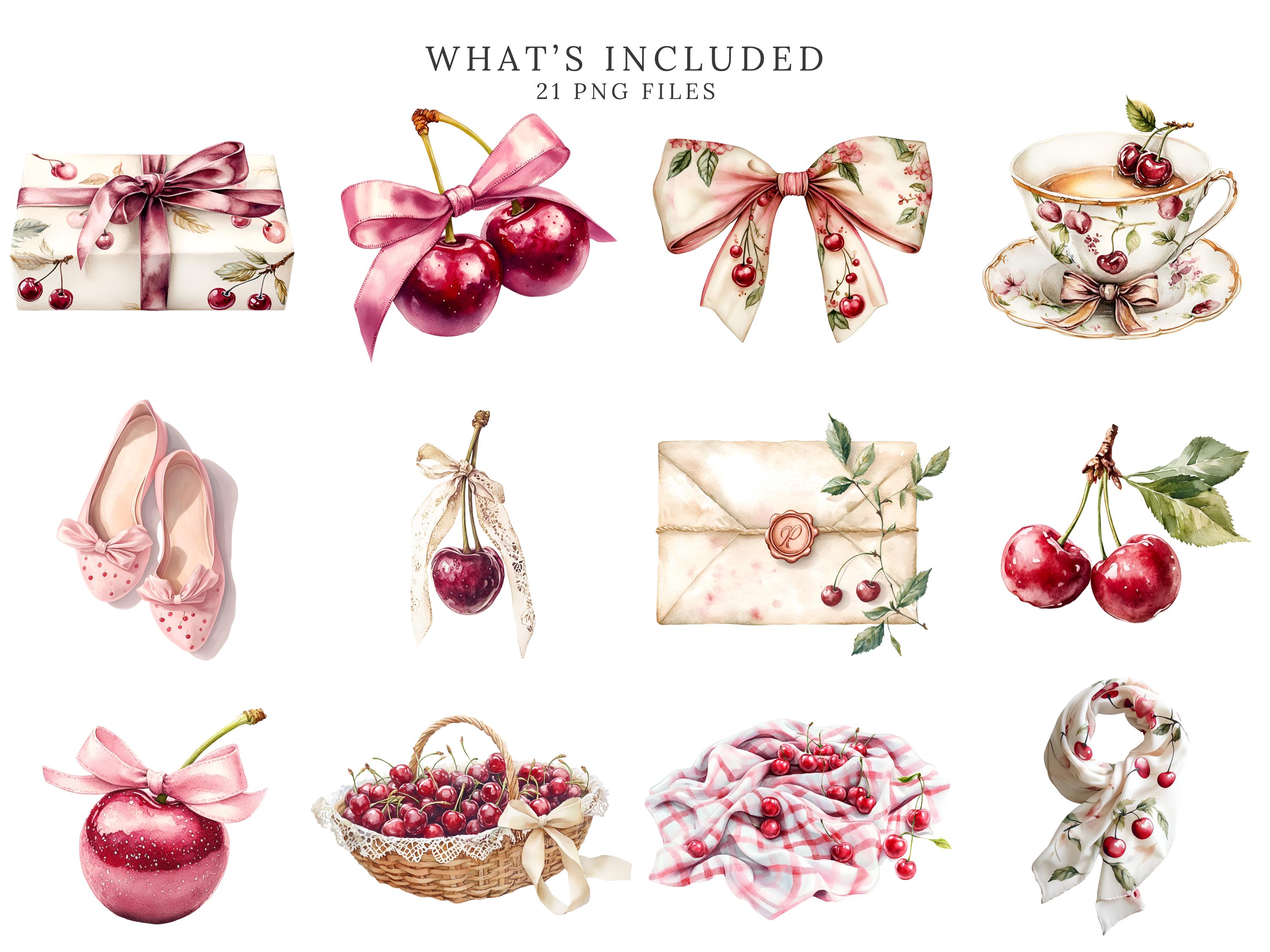 Coquette Bows & Cherries Clipart – Satin Ribbon, Parisian Red Bows ...