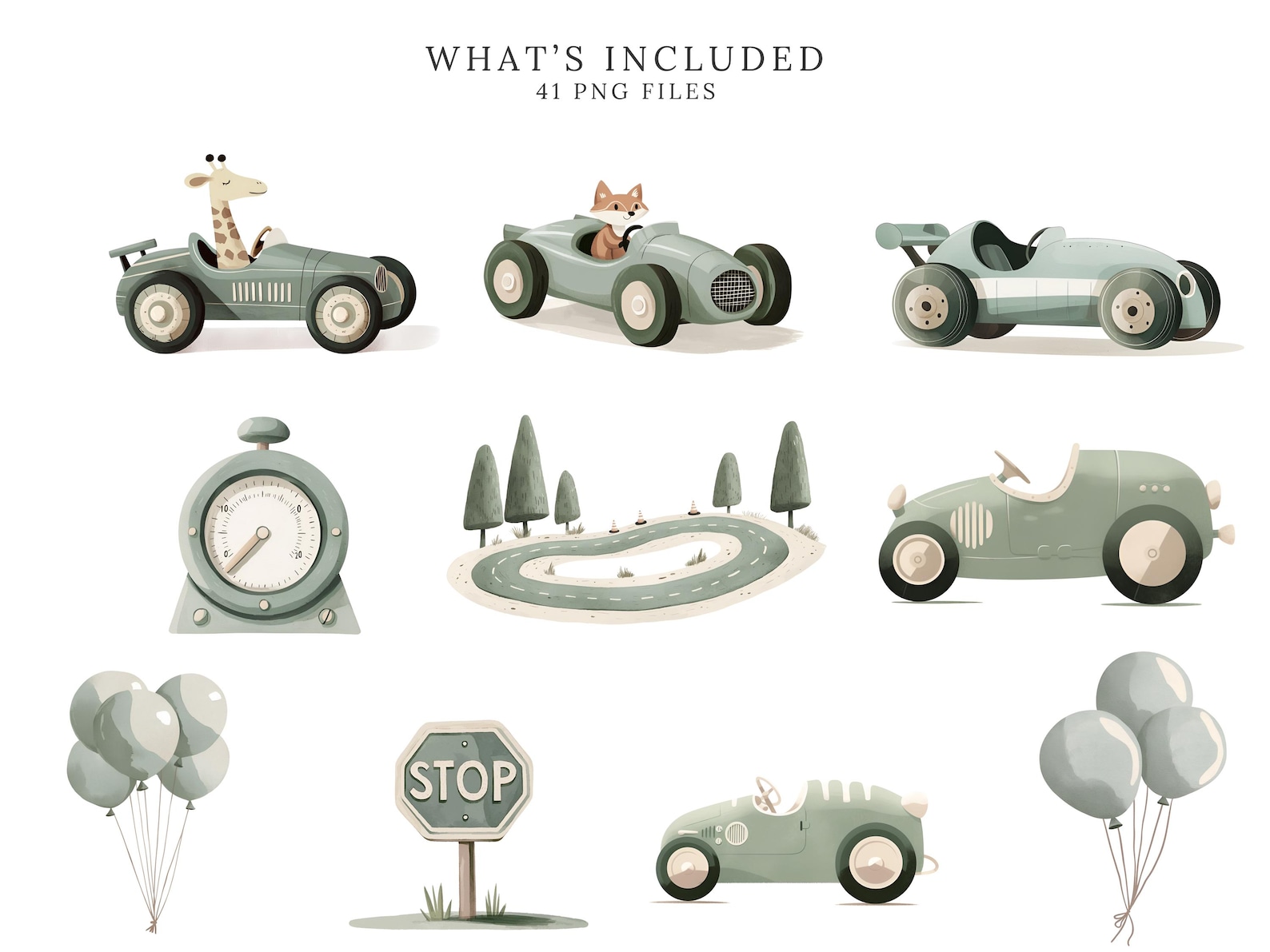 Little Racer Watercolor Clipart – Cute Race Cars, Kids Racing Theme ...
