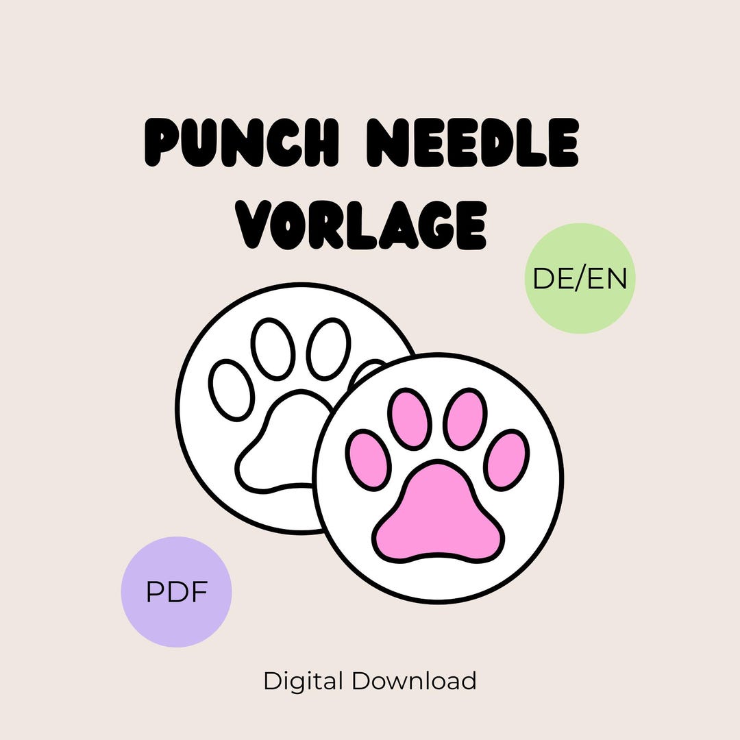 Punch Needle Paw Pattern | DIY Embroidery Pattern Digital Download ...