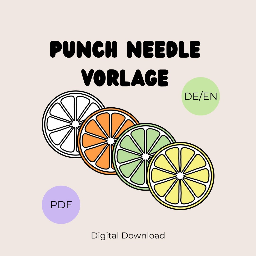 Punch Needle Template Citrus Fruit | DIY Orange Lemon Lime Embroidery ...