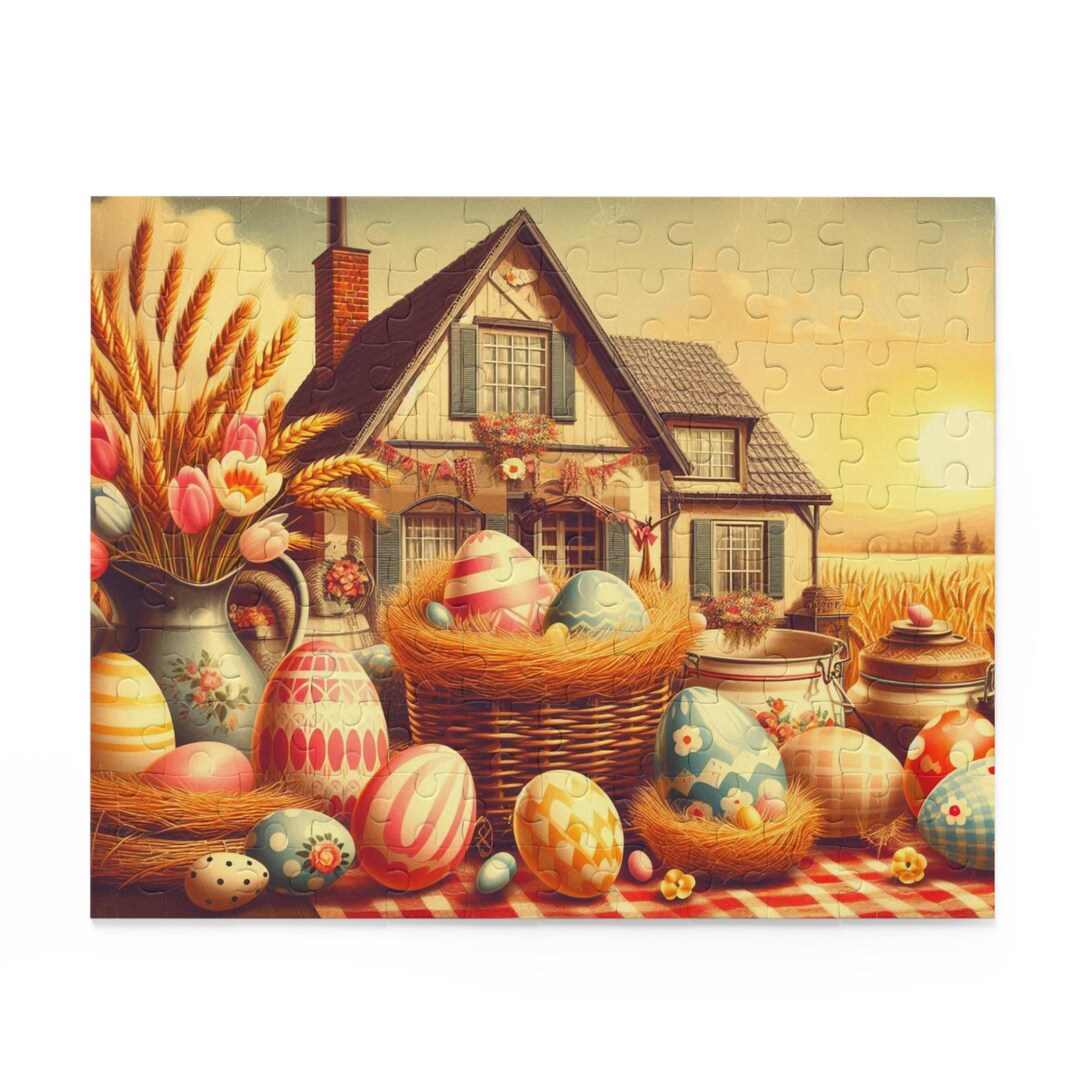Easter-themed Puzzle - Vintage Farmhouse Egg Design (120, 252, 500 ...