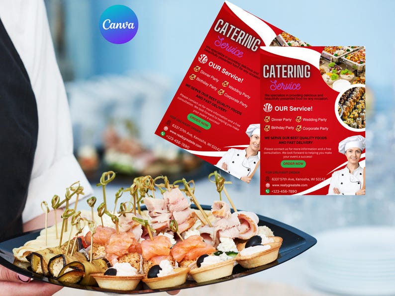 Editable Catering Services Flyer Template | Social Media & Business ...