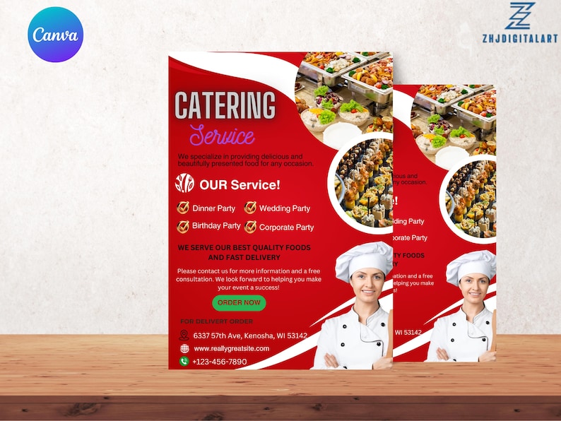Editable Catering Services Flyer Template | Social Media & Business ...