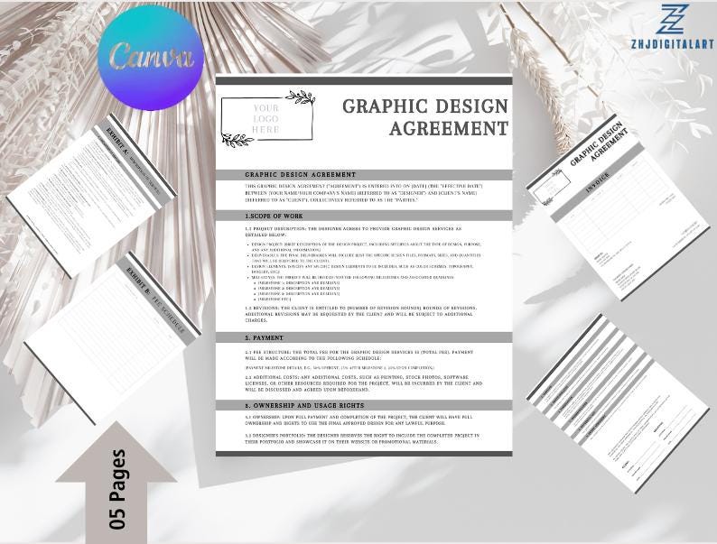 Editable Graphic Design Contract Template, Service Agreement for ...