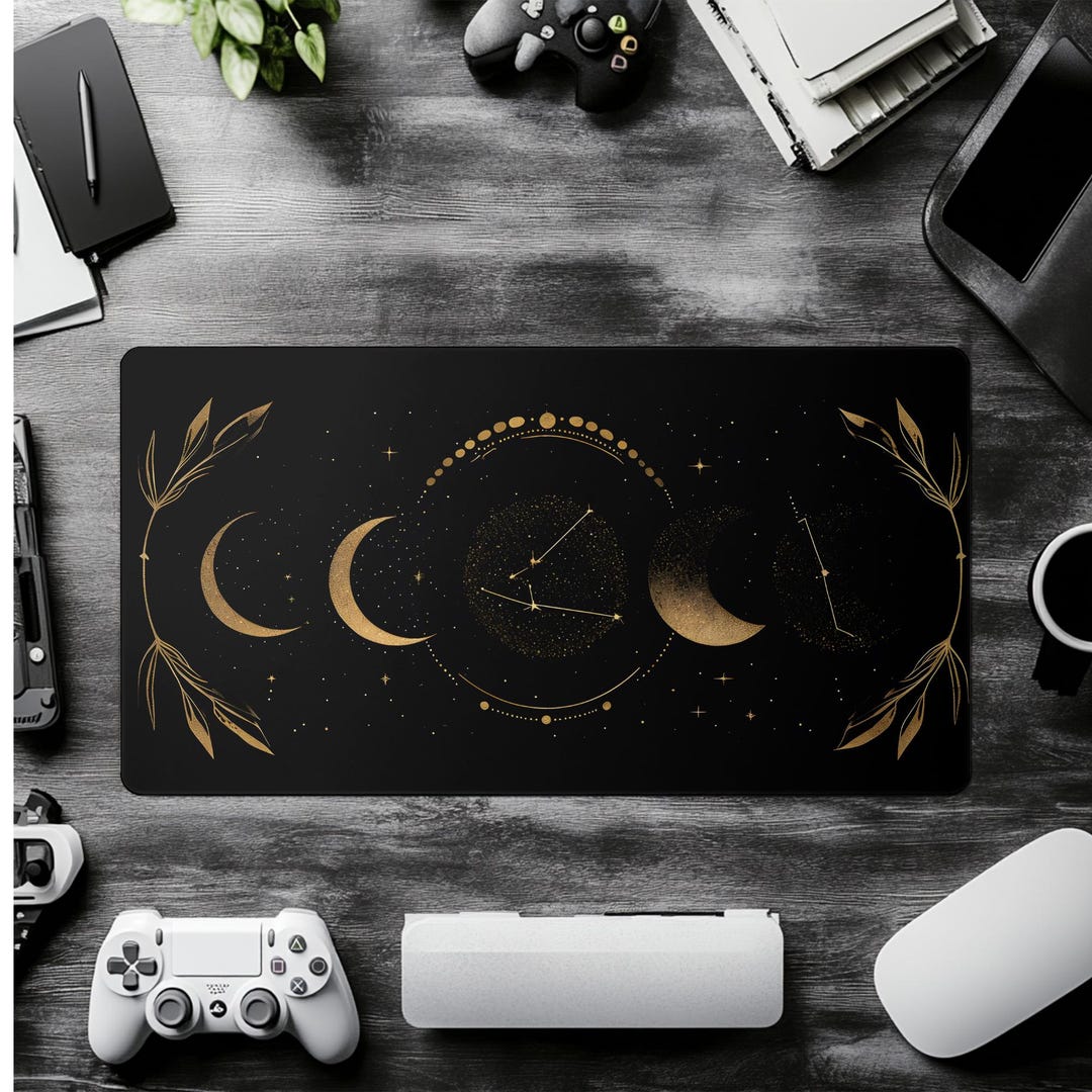 Moon Phase Desk Mat - Cosmic Office Decor for Space Fans, Astrology ...