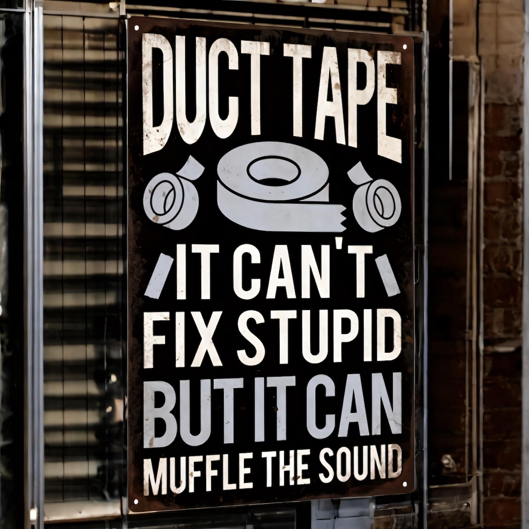 Funny Duct Tape Metal Tin Sign 8"x12" – Sarcastic Vintage Wall Decor ...