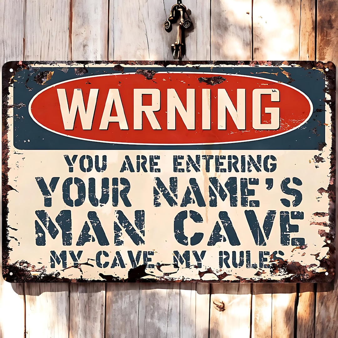 Custom Man Cave Rules Sign - Vintage Metal Plaque for Bar, Pub, or Club ...