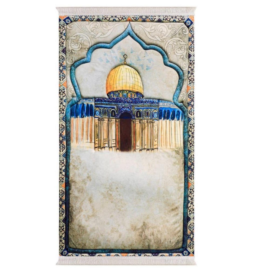Premium Thick Quilted Muslim Prayer Mat With Masjid Al-aqsa Pattern ...